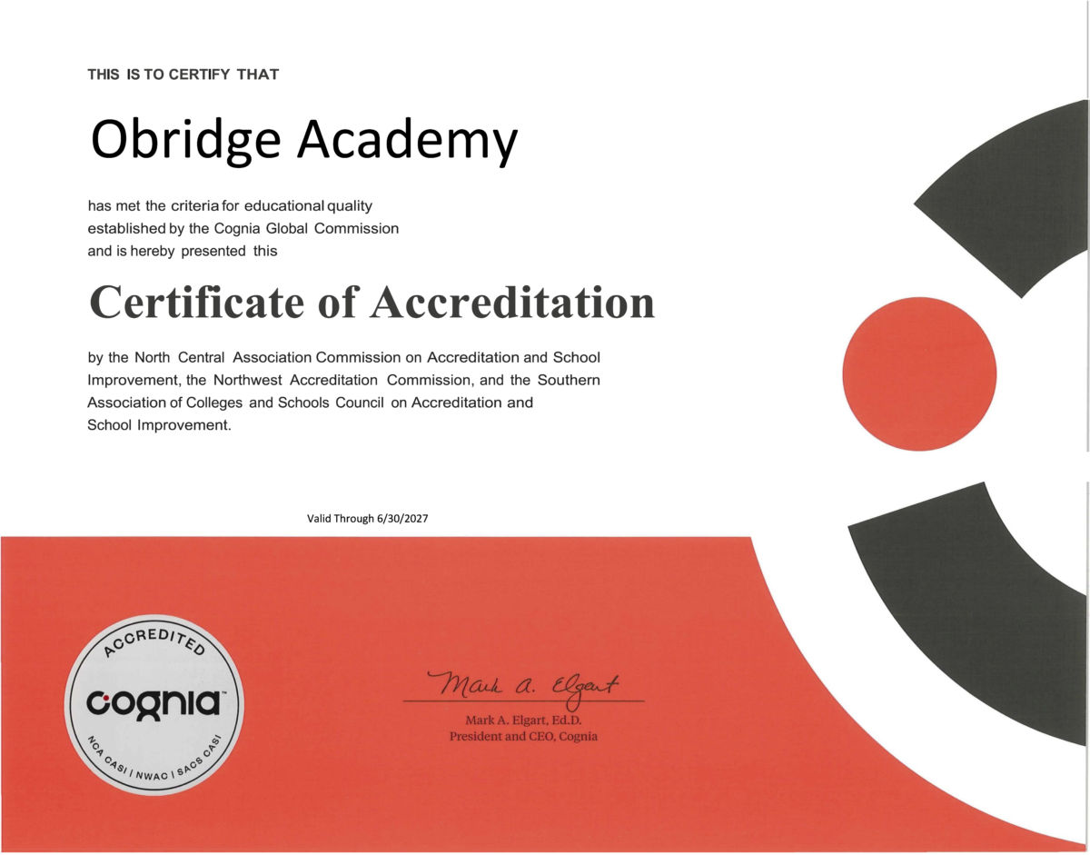 Cognia Accredited Online High School - Obridge Academy